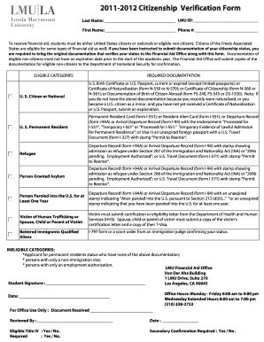 Fillable Online lmu 2011-2012 Citizenship Verification Form - lmuedu ...