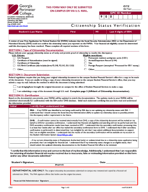 Fillable Online 2015-2016 Citizenship Status Verification Fax Email ...