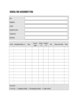 Fillable Online aemt co General Risk Assessment Form - The Association ...