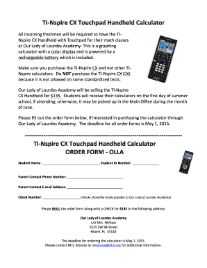 Fillable Online olla TINspire CX Touchpad Handheld Calculator - olla ...