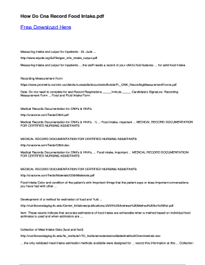 Fillable Online How Do Cna Record Food Intake - pdfsdocuments2com Fax ...