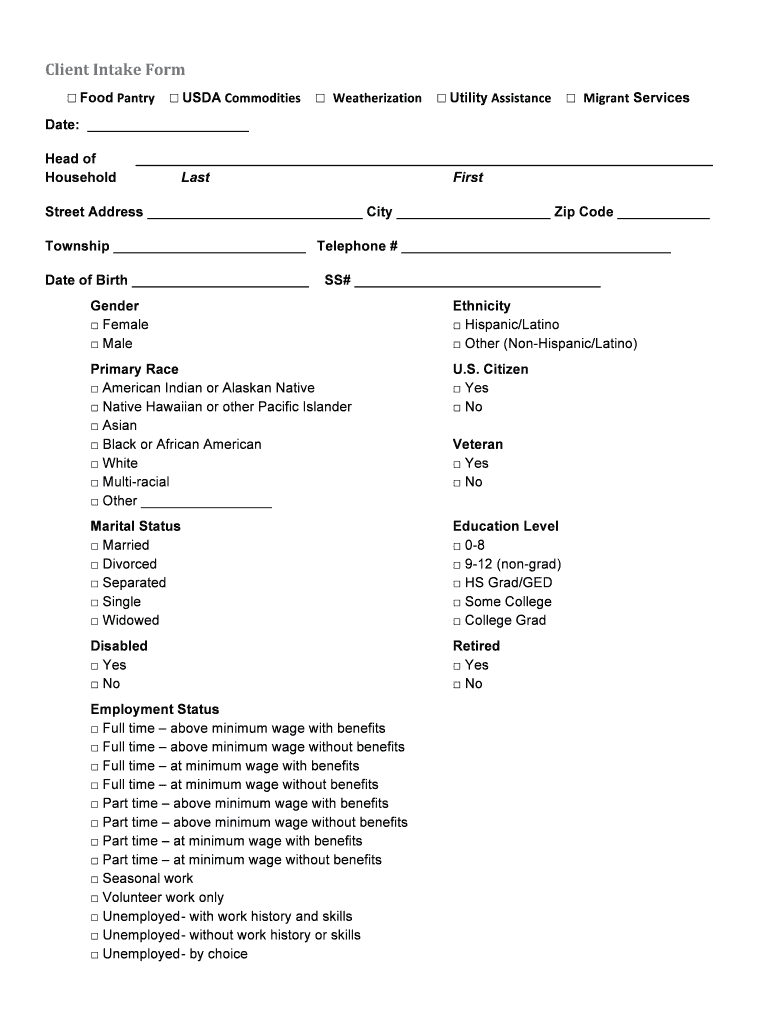 Fillable Online communityactionallegan Client Intake Form ...