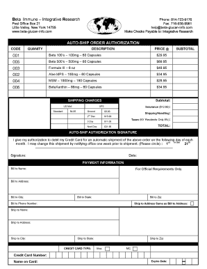 Fillable Online AUTO-SHIP ORDER AUTHORIZATION - Fax Email Print - pdfFiller