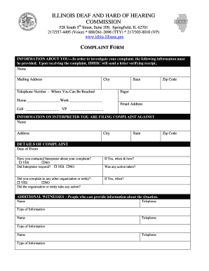 Fillable Online illinois Complaint Form Fillablepdf Fax Email Print ...