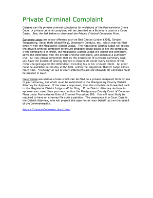 Fillable Online Private Criminal Complaint Fax Email Print - pdfFiller
