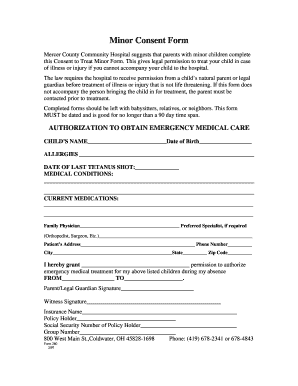 Fillable Online Minor Consent Form - Mercer Health Fax Email Print ...