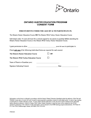 Fillable Online ontariohunt ONTARIO HUNTER EDUCATION PROGRAM ...
