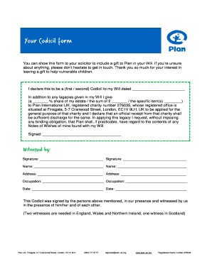 Fillable Online plan-uk Your Codicil form - Plan UK Fax Email Print ...