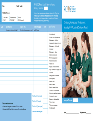 Fillable Online RCVS CPD Record Card for Veterinary Nurses Fax Email ...