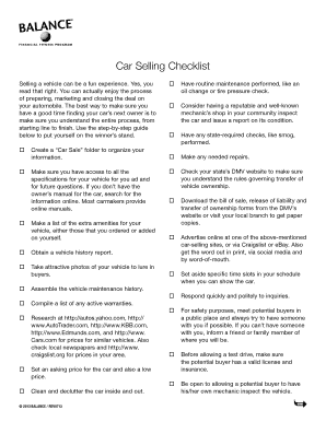 Fillable Online Car Selling Checklist Fax Email Print - pdfFiller