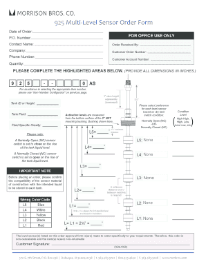 Fillable Online 925 Multi-Level Sensor bOrderb Form Fax Email Print ...