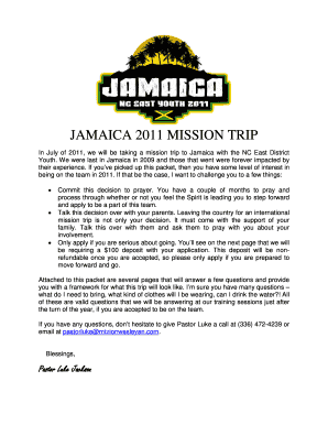 Fillable Online Example of a mission trip support letter Fax Email ...