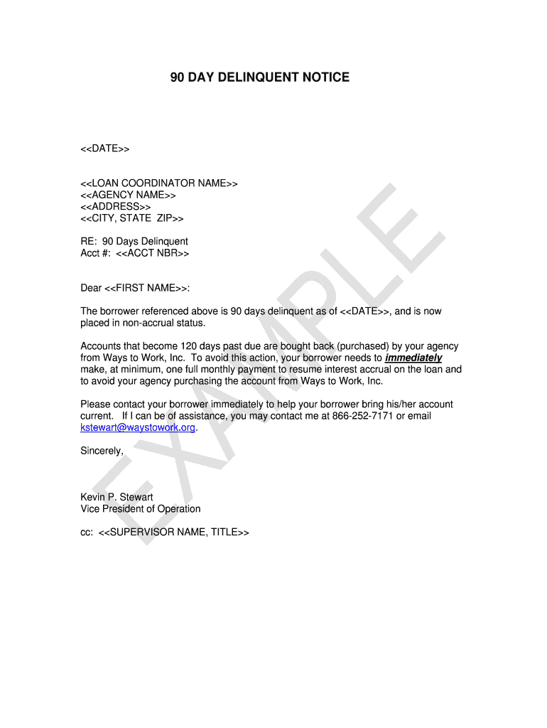 Fillable Online waystowork 90-Day Delinquent Noticedoc Fax Email Print ...