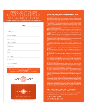 Fillable Online FREQUENT DINER Fax Email Print - pdfFiller