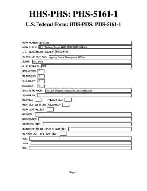 Fillable Online PHS-5161-1. U.S. Federal Form Fax Email Print - pdfFiller