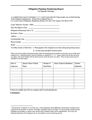 Fillable Online Mitigation Planting Monitoring Report Form for riparian ...