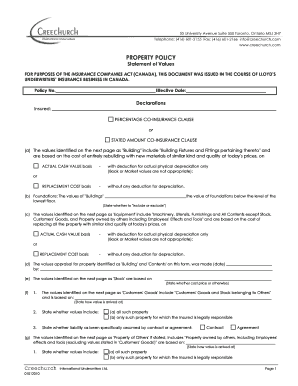 Fillable Online Statement of Values Property Form - For PDF 01012010doc ...