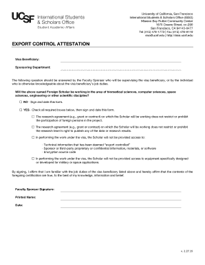 Fillable Online isso ucsf Export Control Attestation - University of ...