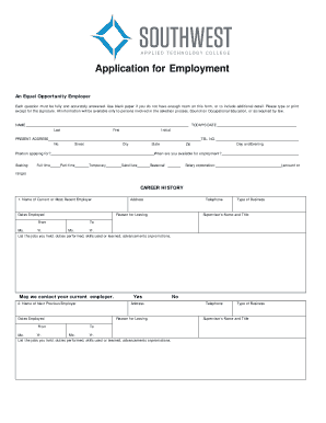 Fillable Online Southwest Applied Technology College Employment ...