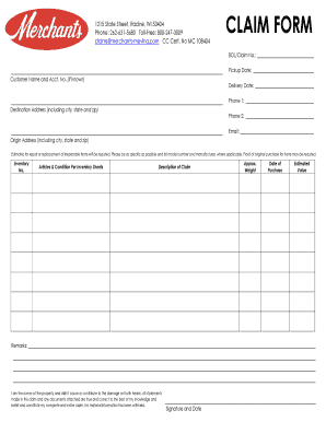 Fillable Online CLAIM bFORMb INSTRUCTIONS Fax Email Print - pdfFiller