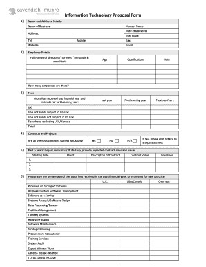 Fillable Online Information Technology Proposal Form - Cavendish Munro ...
