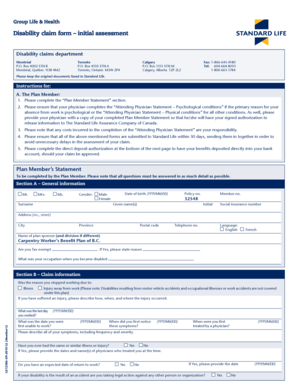 Fillable Online Disability claim form Initial assessment ge12386 ...