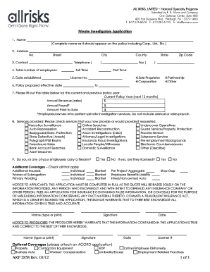 Fillable Online Private Investigators Application Fax Email Print ...