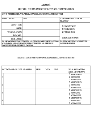 Fillable Online apps pittsburghpa Attachment B MBE WBE VETERAN OWNED ...