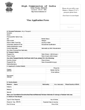 Fillable Online Visa Application Form - India Visa Online Fax Email ...
