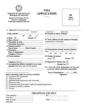 Fillable Online visa-vietnam Vietnamese visa application form Embassy ...