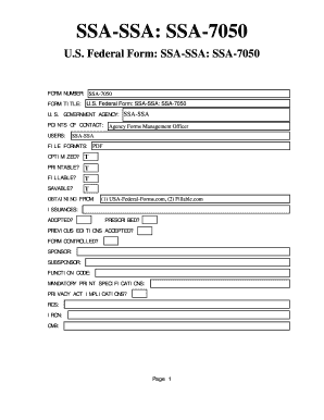 Fillable Online SSA-7050. U.S. Federal Form Fax Email Print - pdfFiller