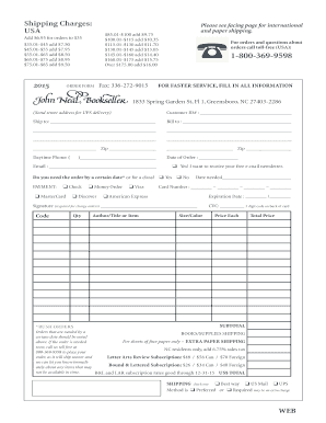 Fillable Online Shipping Charges USA and paper shipping Fax Email Print ...