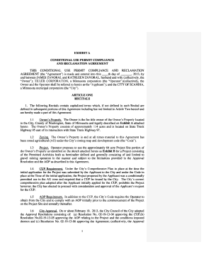 Fillable Online EXHIBIT A CONDITIONAL USE PERMIT COMPLIANCE AND Fax Email Print - pdfFiller