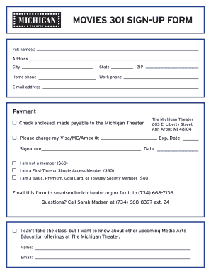 Fillable Online michtheater MOVIES 301 SIGN-UP FORM - michtheaterorg ...