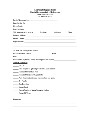 Fillable Online Appraisal Request Form - Equitable Appraisal - Fax ...