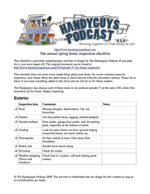 Fillable Online The annual spring home inspection checklist Fax Email ...