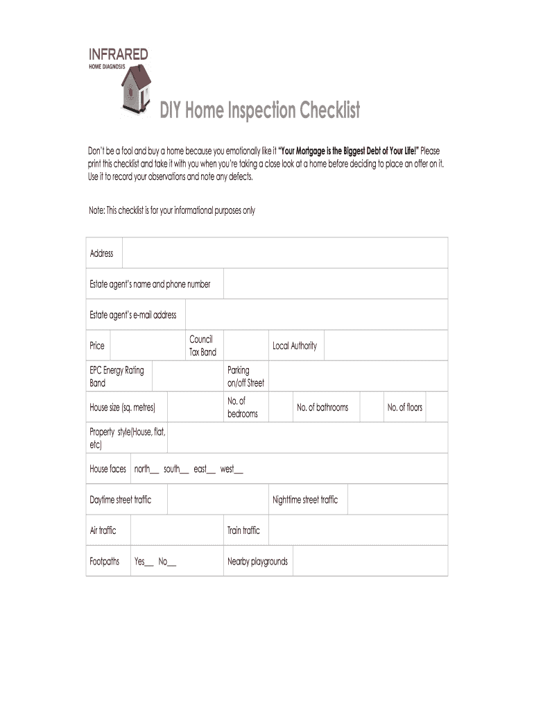Fillable Online DIY Home Inspection Checklist Fax Email Print - pdfFiller
