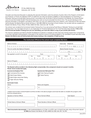Fillable Online Aviation Training Form - Student Aid Alberta Fax Email ...