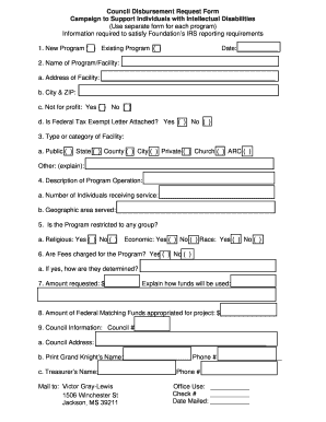 Fillable Online Council Disbursement Request Form Campaign to Support Fax Email Print - pdfFiller