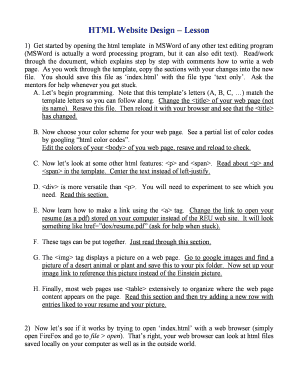 Fillable Online HTML Website Design Lesson Fax Email Print - pdfFiller