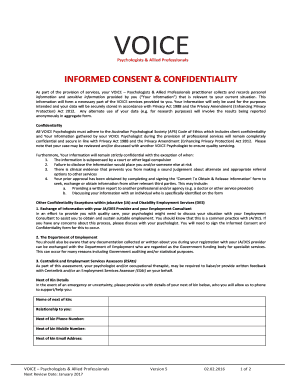Fillable Online INFORMED CONSENT CONFIDENTIALITY - sarinarussocom Fax ...
