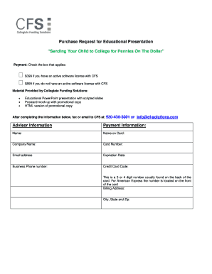 Fillable Online Purchase Request for Educational Presentation Sending ...