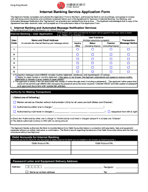 Fillable Online Hong Kong Branch Internet Banking Service Application ...