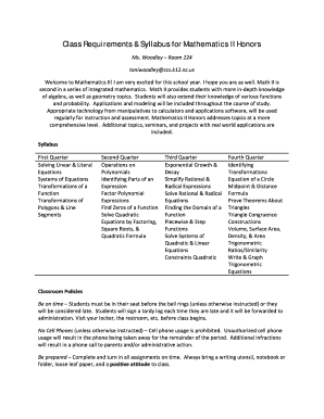 Fillable Online rrcs ccs k12 nc Class Requirements amp Syllabus for ...