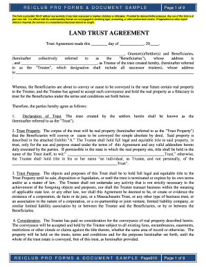 Fillable Online LAND TRUST AGREEMENT - reiclubprocom Fax Email Print ...