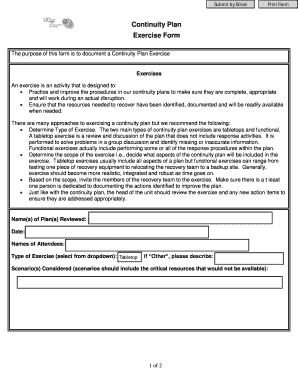 Fillable Online police ucsf Continuity Plan Exercise Form - University ...