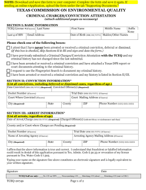 Fillable Online tceq texas TCEQ Criminal history attestation form Fax ...