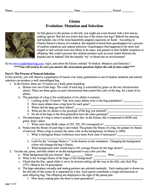 Student Exploration Evolution Mutation And Selection - Fill Online ...