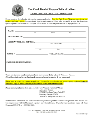 Fillable Online Cow Creek Band of Umpqua Tribe of Indians Fax Email ...