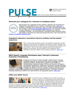 Fillable Online Nominate your colleagues for a Partners in Excellence ...